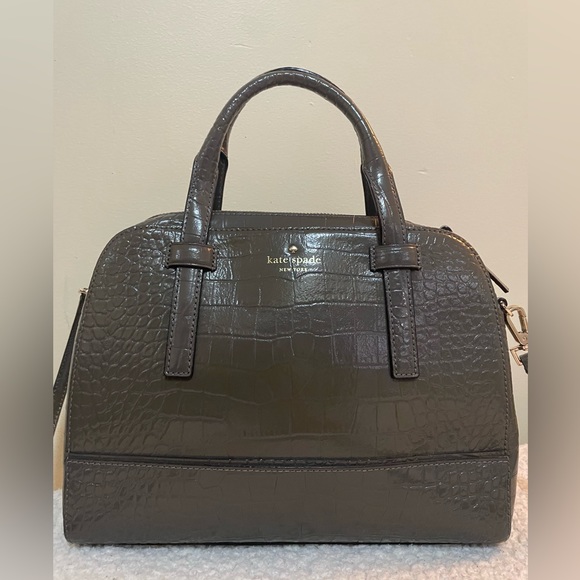 kate spade | Bags | Kate Spade Grey Crocodile Textures Purse With Strap ...